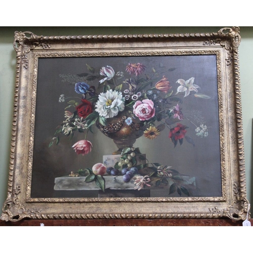 Cynthia Montefiore ""Still life, vase of Summer flowers with fruits ...