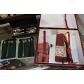 A vintage Brexton picnic box, with part contents, together with three ...