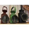 A green LNER Loco railway lamp, a black metal lamp bearing plaque B1640 ...