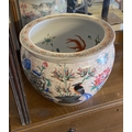 Large oriental porcelain decorative fish bowl