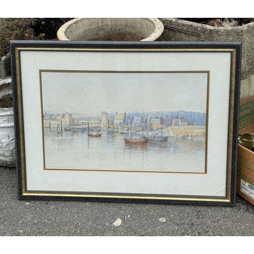 Watercolour harbour scene