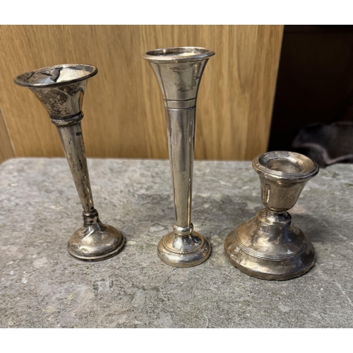 Silver vases & candlestick