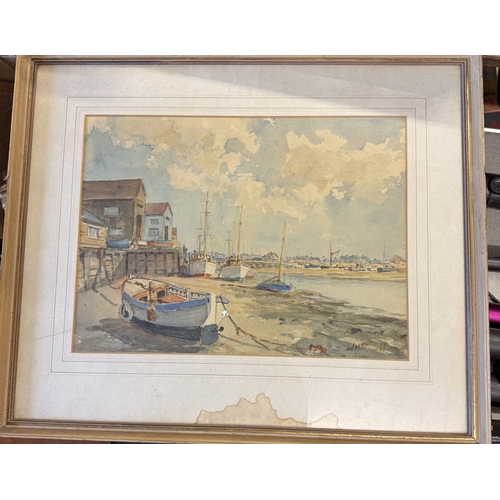 Watercolour Cornish harbour scene