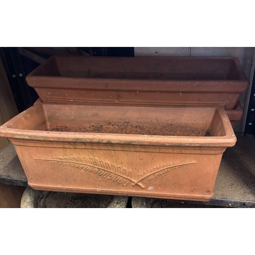 3 terracotta plant troughs