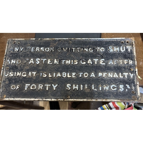 Cast iron railway sign