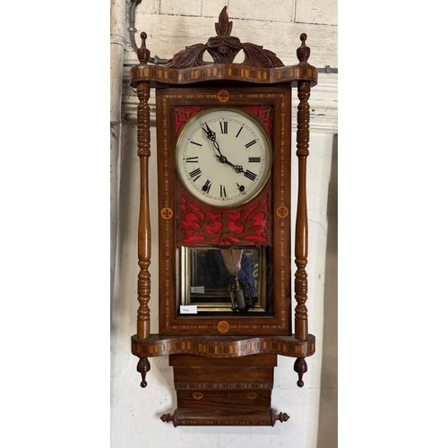 Victorian walnut inlaid wall clock
