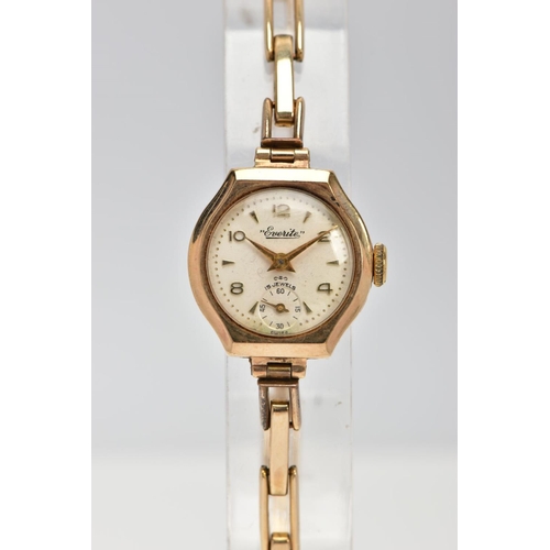 A 9CT GOLD LADYS 'EVERITE' WRISTWATCH, hand wound movement (in need of ...