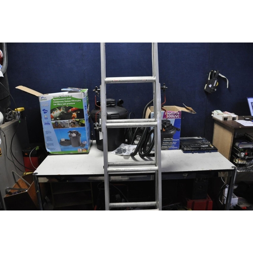 A QUANTITY OF GARDEN POND ACCESSORIES including a Pontec pressure ...