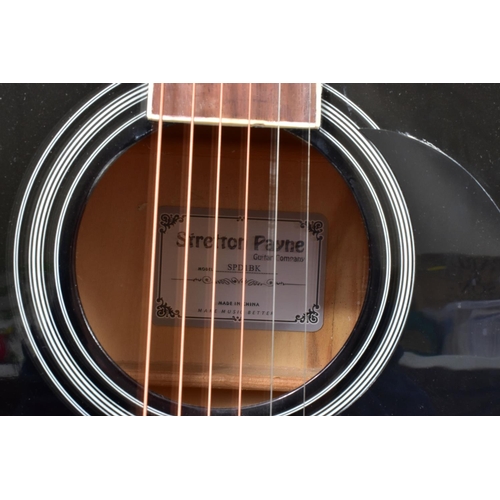 A STRETTON PAYNE SPD1BK DREADNOUGHT SHAPED ACOUSTIC GUITAR with gloss ...