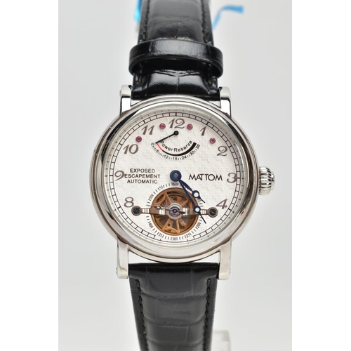 A GENTS 'MATTOM' WRISTWATCH, automatic movement, white patterned dial ...