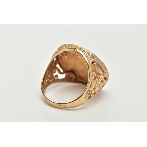 A MOUNTED FULL SOVEREIGN RING, full sovereign dated 1912, within a ...