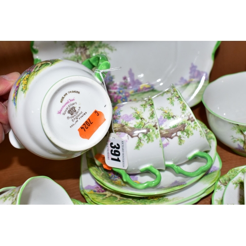 A ROYAL ALBERT 'GREENWOOD TREE' PATTERN TEA SET, comprising a bread and ...