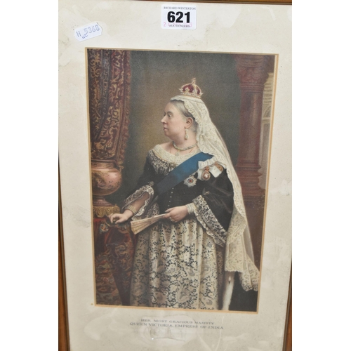 A 19th CENTURY COLOUR PRINT DEPICTING QUEEN VICTORIA, approximate size ...