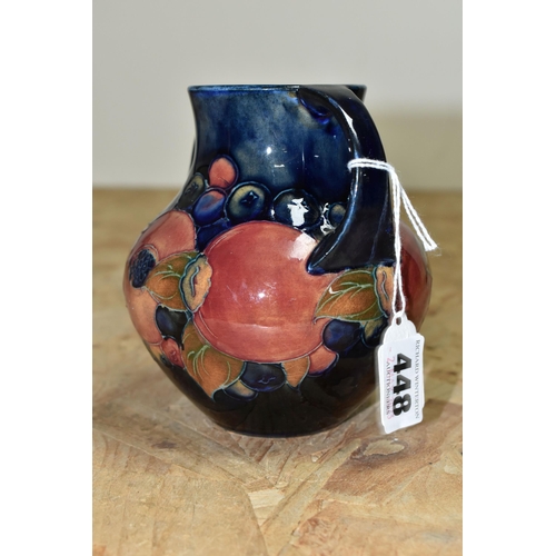 A MOORCROFT POTTERY POMEGRANATE TWIN HANDLED VASE, of amphora style ...