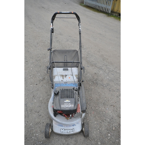 A MASPORT REAR ROLLER SELF PROPELLED PETROL LAWNMOWER, with grass box ...