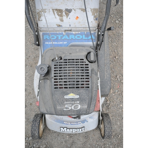 A MASPORT REAR ROLLER SELF PROPELLED PETROL LAWNMOWER, with grass box ...