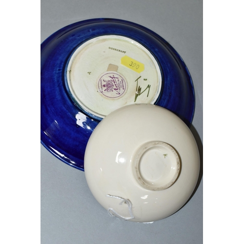 TWO MOORCROFT POTTERY BOWLS, comprising a small footed bowl, decorated ...