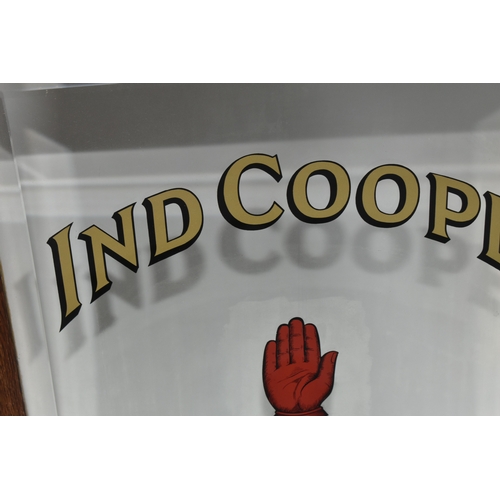 AN OAK FRAMED PUB ADVERTISING MIRROR, 'Ind Coope Allsopp', with the Red ...