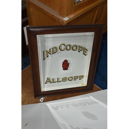 AN OAK FRAMED PUB ADVERTISING MIRROR, 'Ind Coope Allsopp', with the Red ...