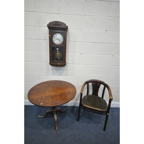A GEORGIAN OAK CIRCULAR TRIPOD TABLE, diameter 81cm x height 69cm, a ...