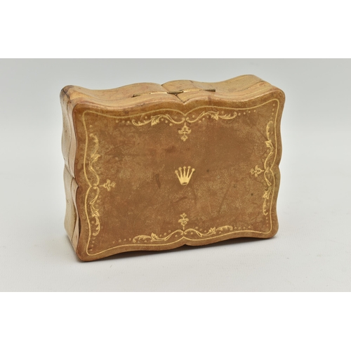A VINTAGE 'ROLEX' WATCH BOX, leather lined wooden box featuring the ...