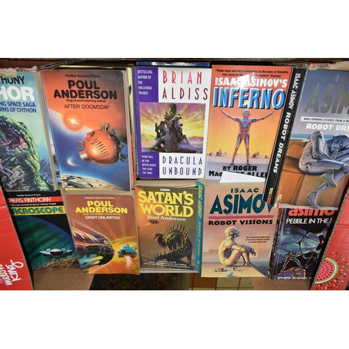 FOUR BOXES OF SCIENCE FICTION / HORROR BOOKS containing approximately ...