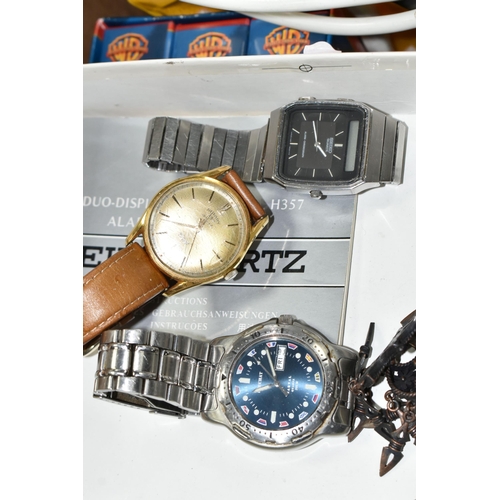 TWO BOXES OF MISCELLANEOUS SUNDRIES, to include a Men's Rotary 'Flyer ...