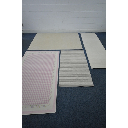 A PINK PATTERNED LAURA ASHLEY DAISY RUG, 189cm x 118cm, a smaller ...