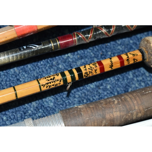 A GROUP OF FOUR VINTAGE FISHING RODS, to include a Shakespeare ...