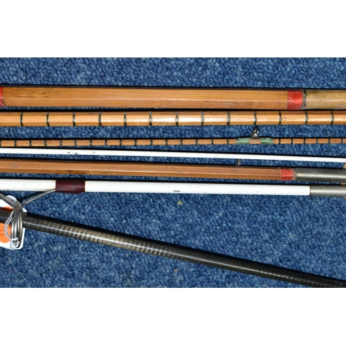 A GROUP OF FOUR VINTAGE FISHING RODS, to include a Shakespeare ...