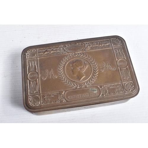 A 1914 WWI PRINCESS MARY TIN WITH SWEETHEART BROOCH, a fund raising pin ...