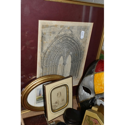 TWO BOXES OF ORNAMENTS AND SUNDRIES, to include a William Shakespeare ...