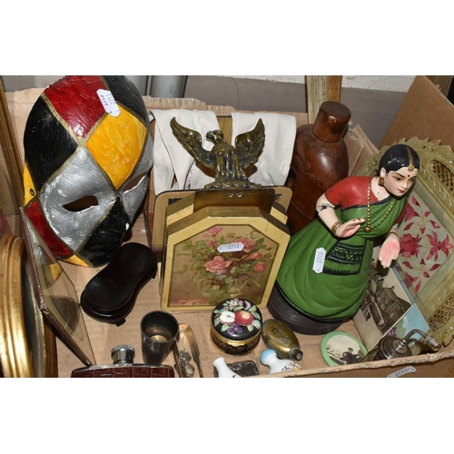 TWO BOXES OF ORNAMENTS AND SUNDRIES, to include a William Shakespeare ...