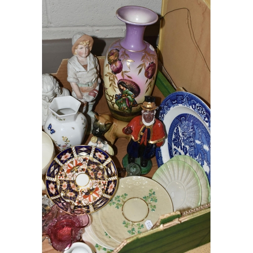 TWO BOXES OF ORNAMENTS AND SUNDRIES, to include a William Shakespeare ...