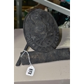 A CAST IRON FIREMARK, plaque image of a Phoenix with the word ...