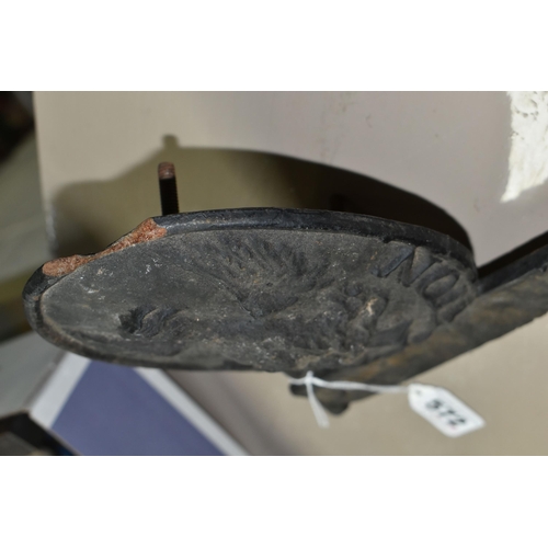 A CAST IRON FIREMARK, plaque image of a Phoenix with the word ...