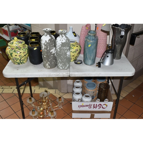 A QUANTITY OF VASES, PLANTERS AND LIGHTING ETC, to include Parlane ...