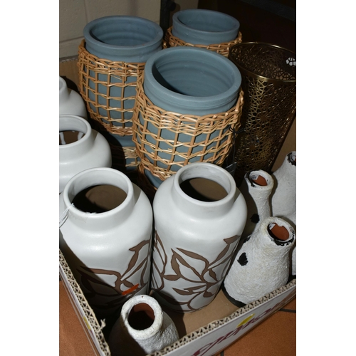 A QUANTITY OF VASES, PLANTERS AND LIGHTING ETC, to include Parlane ...