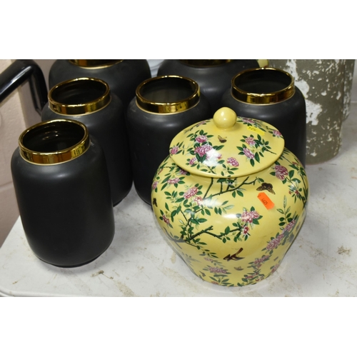 A QUANTITY OF VASES, PLANTERS AND LIGHTING ETC, to include Parlane ...