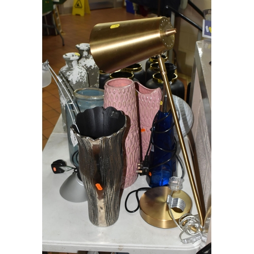 A QUANTITY OF VASES, PLANTERS AND LIGHTING ETC, to include Parlane ...