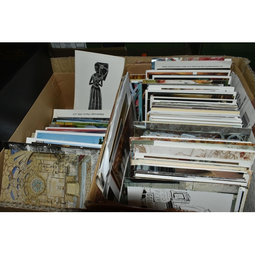 TWO BOXES OF POSTCARDS, hundreds of mainly late twentieth century ...