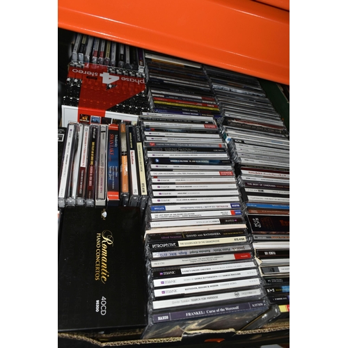 FIVE BOXES OF MIXED BLU RAY AND DVDS AND A BOX OF CDS to include ...