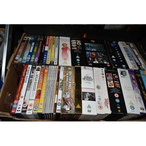 SIX BOXES OF DVDS, to include feature films, classic films, children's ...