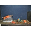A FLYMO VISION COMPACT 330 MOWER, a Black and Decker GT249 hedge ...