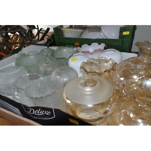 FIVE BOXES AND LOOSE, LAMPS, LIGHT FIXTURES AND FITTINGS, including ...