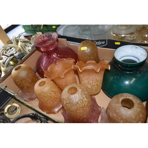 FIVE BOXES AND LOOSE, LAMPS, LIGHT FIXTURES AND FITTINGS, including ...