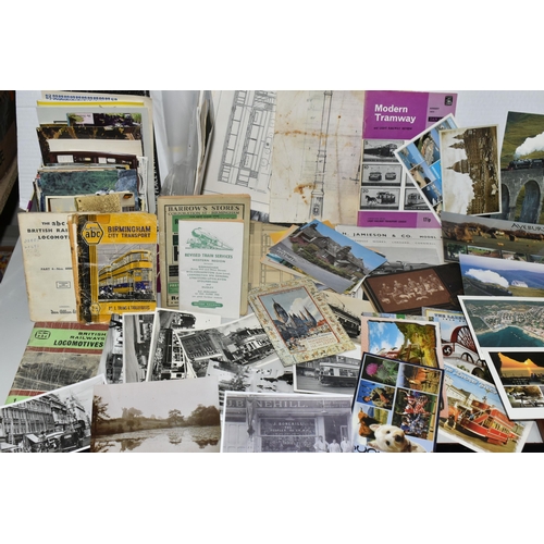 A BOX OF POSTCARDS AND 1950s/1960s BUS, TRAM AND RAILWAY INTEREST, to ...
