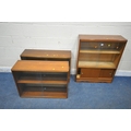 THREE 20TH CENTURY TEAK VENEER BOOKCASES, largest width 76cm x depth ...