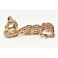 A GOLD PLATED FOB AND CHAIN, the fob set with a polished rectangular ...