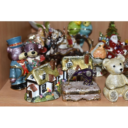 A COLLECTION OF NOVELTY ENAMELLED TRINKET BOXES, by makers including ...